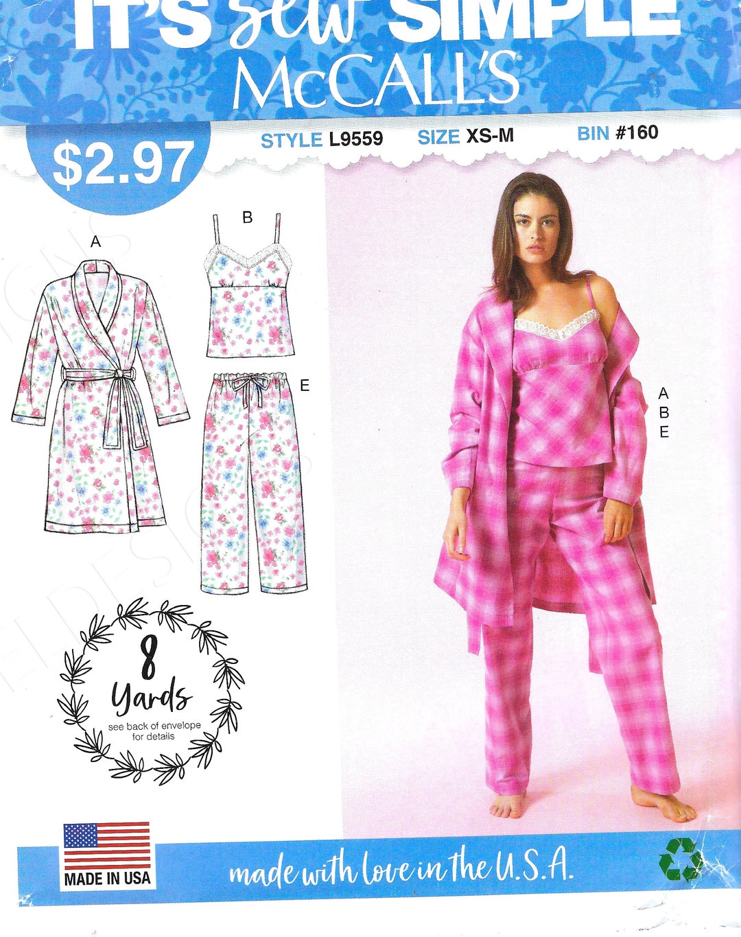 Uncut Mccall's Sewing Pattern 9559 Sew Simple XS-M Misses Robe ...