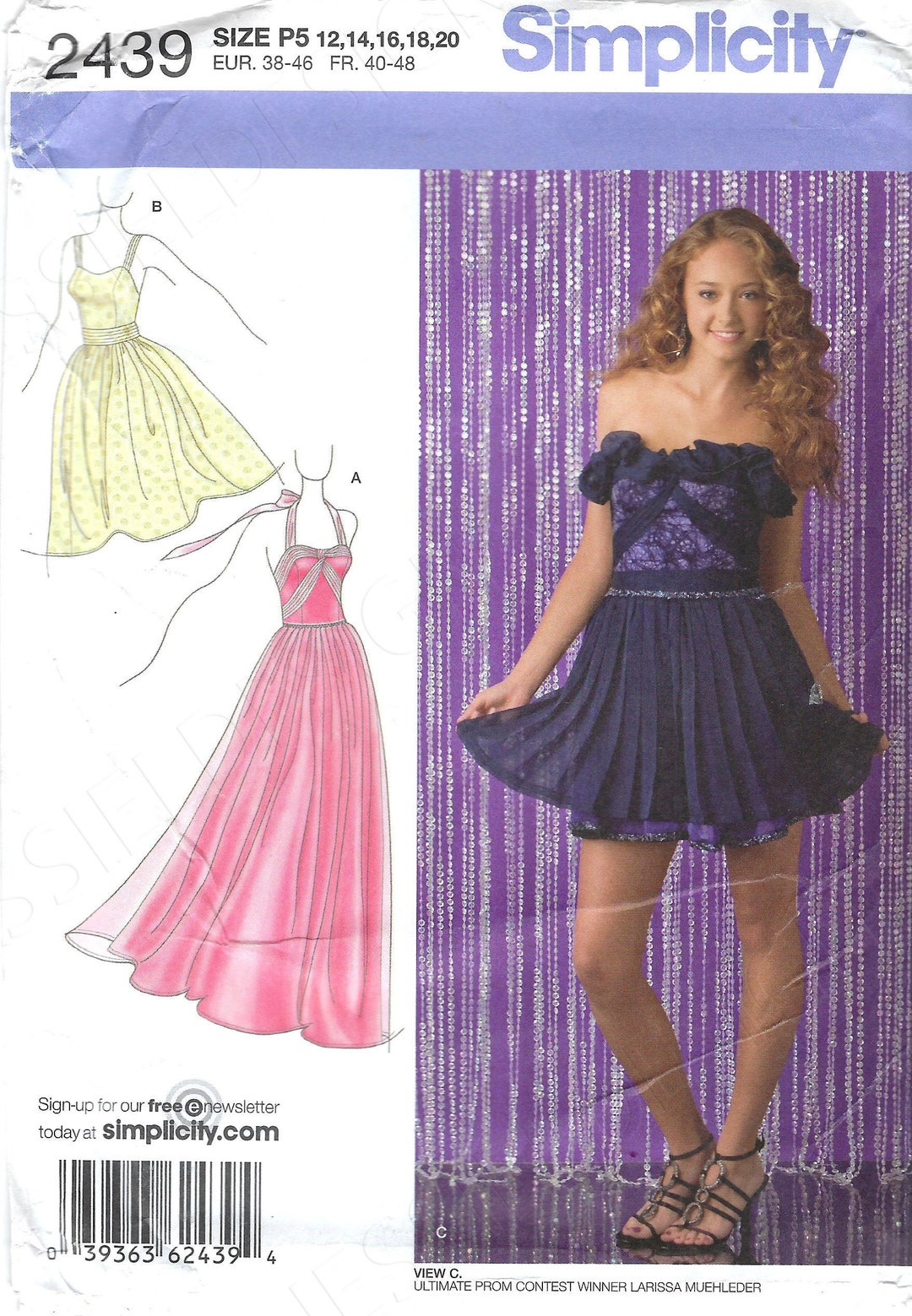 Uncut Simplicity Sewing Pattern 2439 Womens Prom Dress, Evening Gown or ...