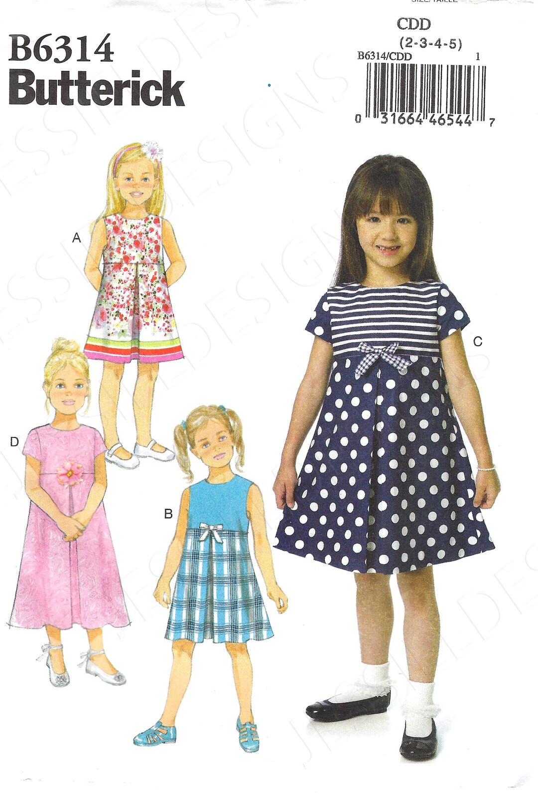 Uncut Butterick Sewing Pattern 6314 Childrens'/girls' - Etsy