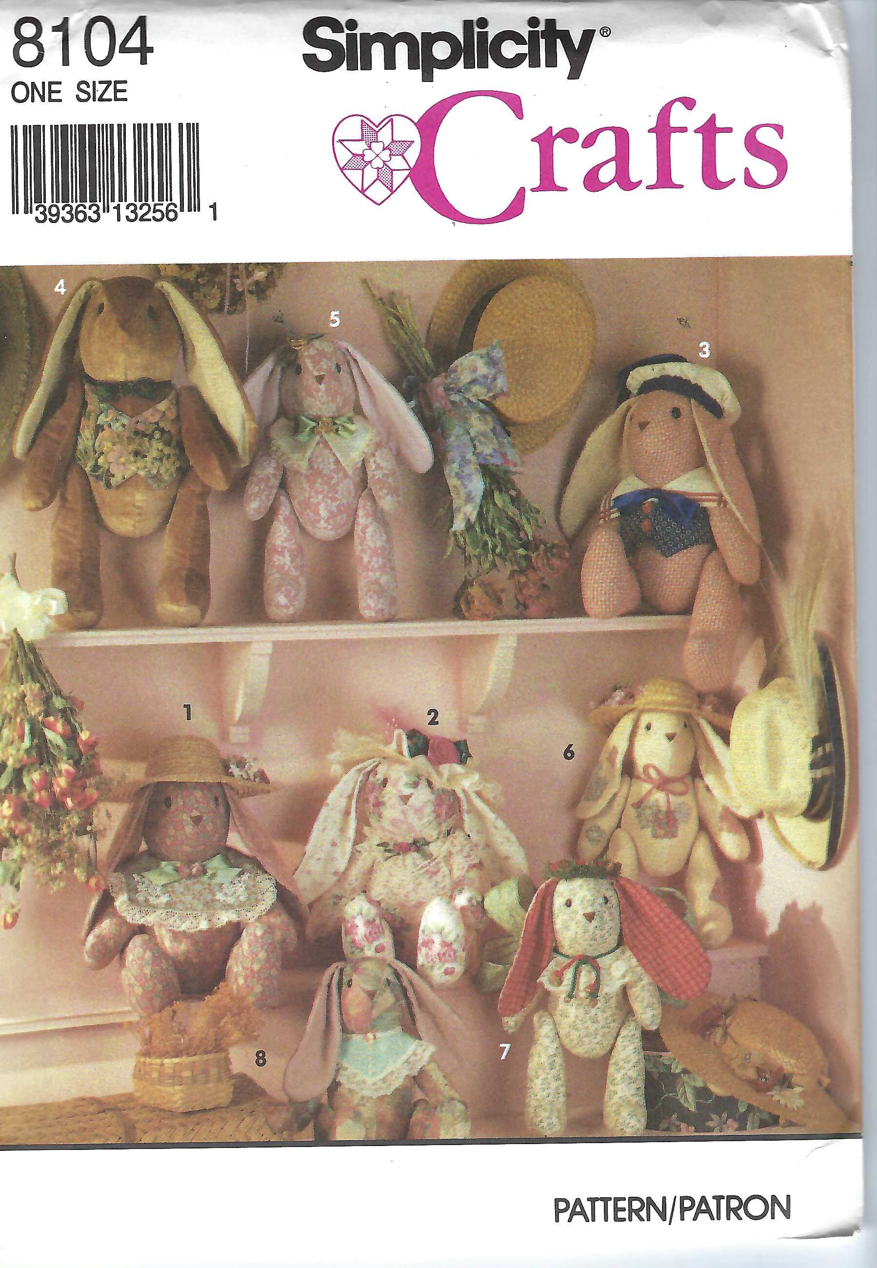 Uncut Vintage Simplicity Sewing Pattern 8104 Bunny Doll With - Etsy UK