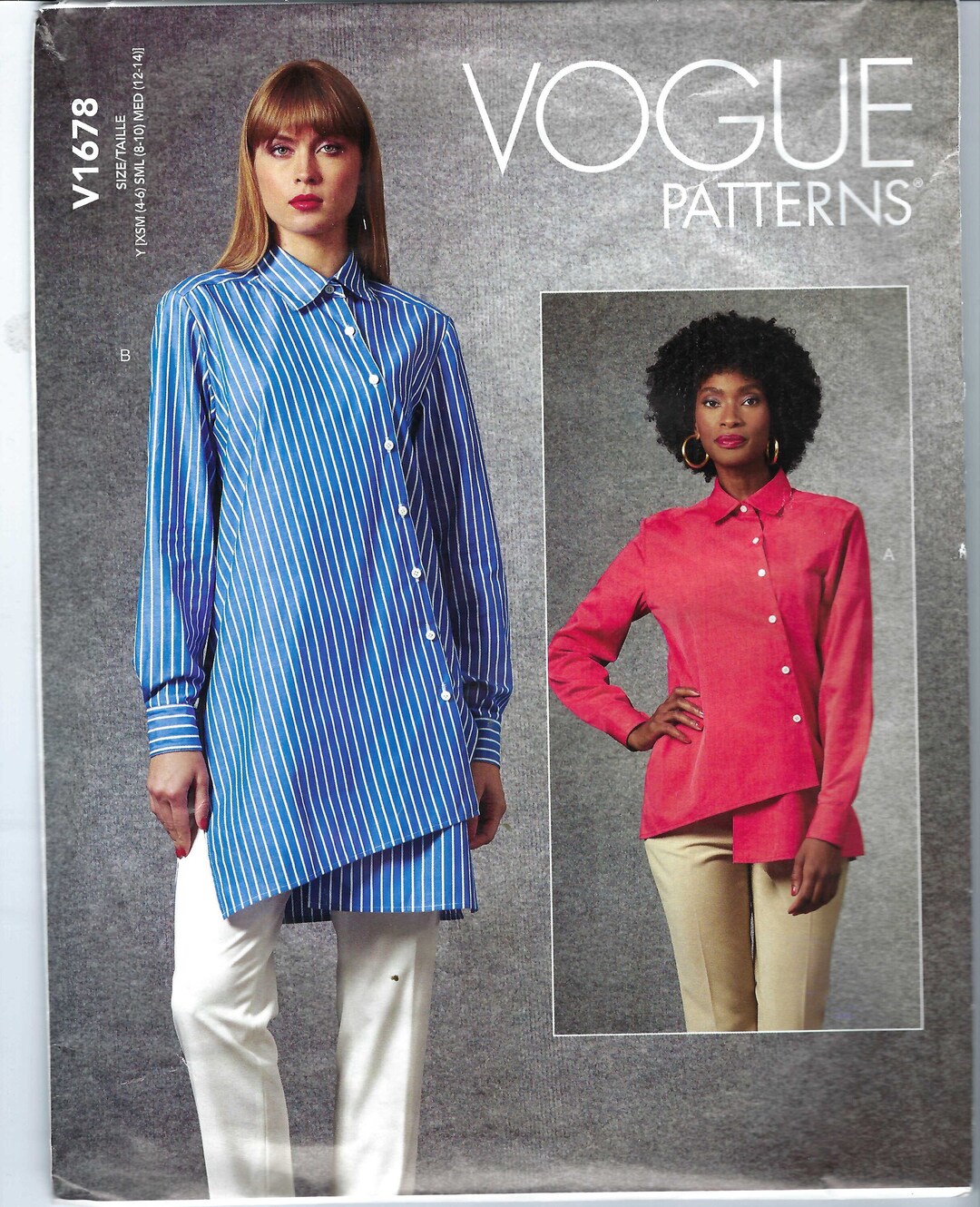 Uncut Vogue Sewing Pattern 1678 Misses' Shirt~loose Fit, Asymmetrical ...