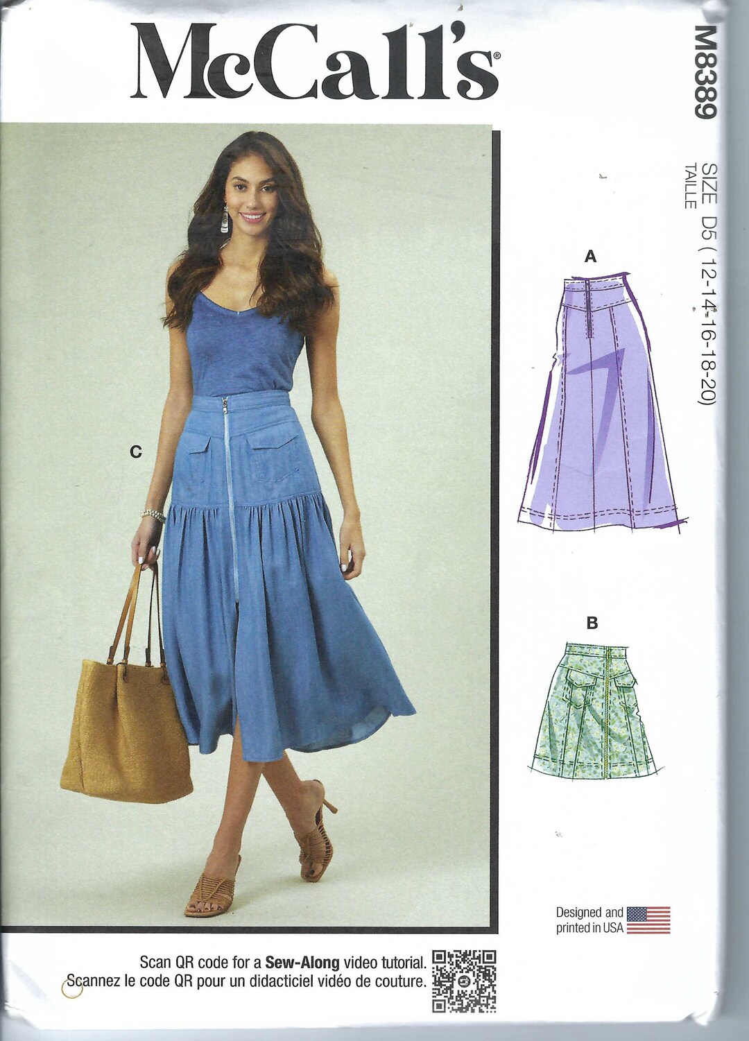 UNCUT Mccalls Sewing Pattern 8389 High Waist Skirt, A-line Skirt Casual ...