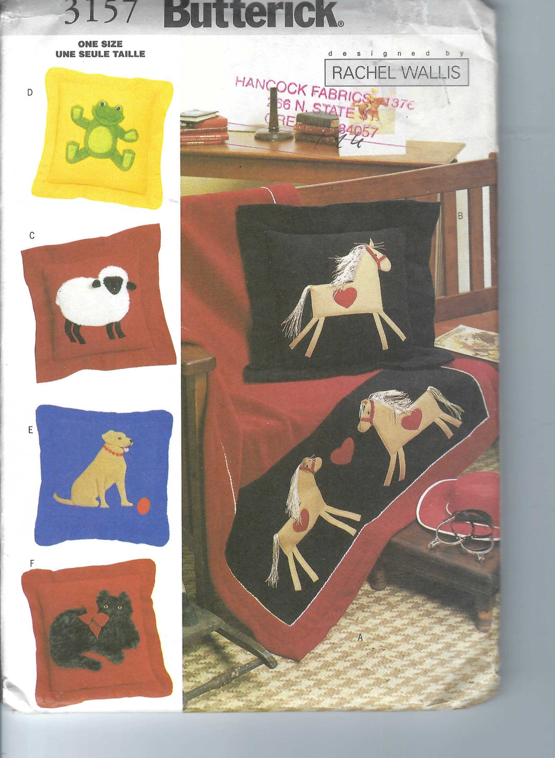 Uncut Butterick Sewing Pattern 3157 for Animal Pillows and Throw, Frog ...