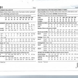 Uncut Simplicity Sewing Pattern 9681 Misses' and Women's Pull-over Top ...