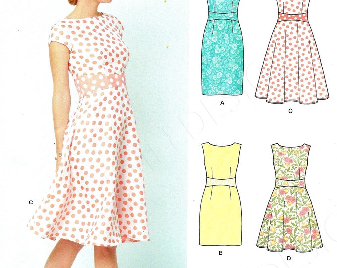 Uncut New Look Sewing Pattern 863 6447 Misses Dresses Full Slim Skirt ...