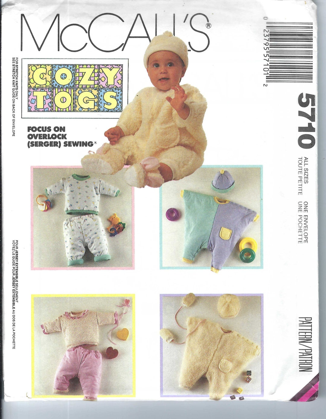 Uncut Vintage Mccall's Sewing Pattern 5710, Cozy Togs Layette Pattern ...