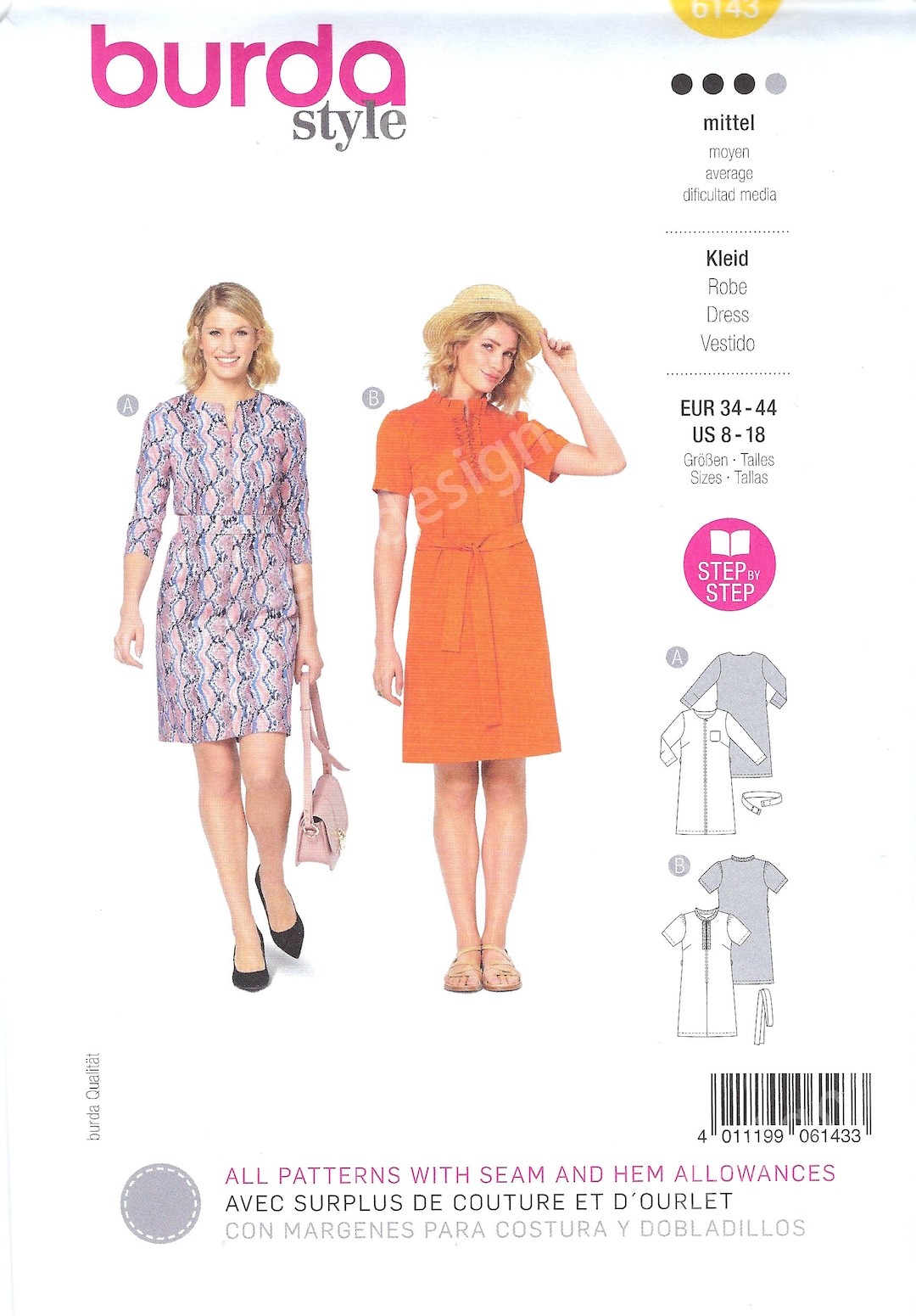 Uncut Burda Style Sewing Pattern 6143 Misses Dress Size 8-18 FF - Etsy