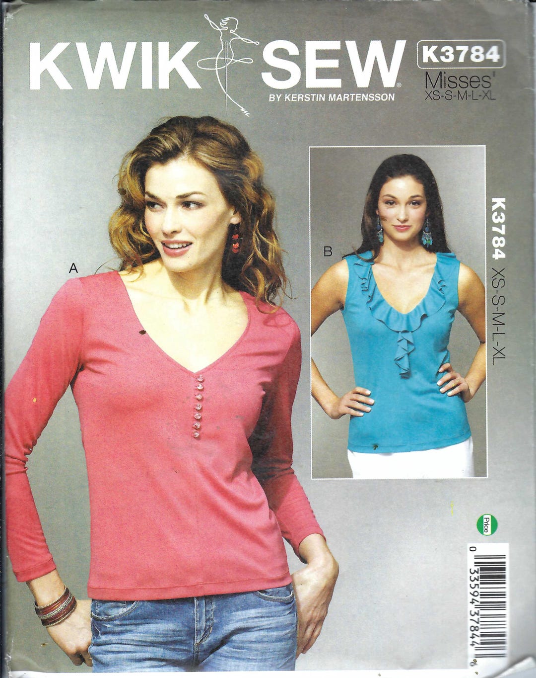 Uncut Kwik Sewing Pattern 3784 Women's and Plus Size Long Sleeve or ...