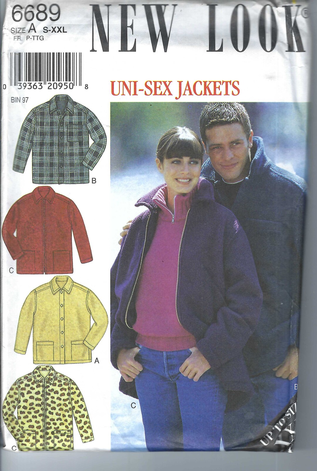 Uncut Vintage New Look Sewing Pattern 6689 Pattern Women's Men's Unisex ...
