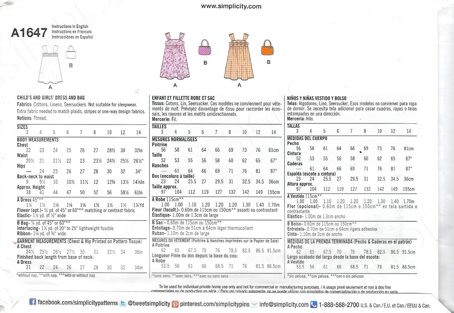 Uncut Simplicity Sewing Pattern 1647 Sew Little Girls and | Etsy