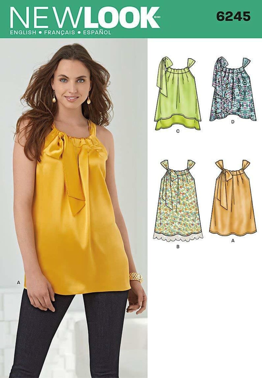 Uncut New Look Sewing Pattern 945 6245 Misses Loose Fitting Top With ...