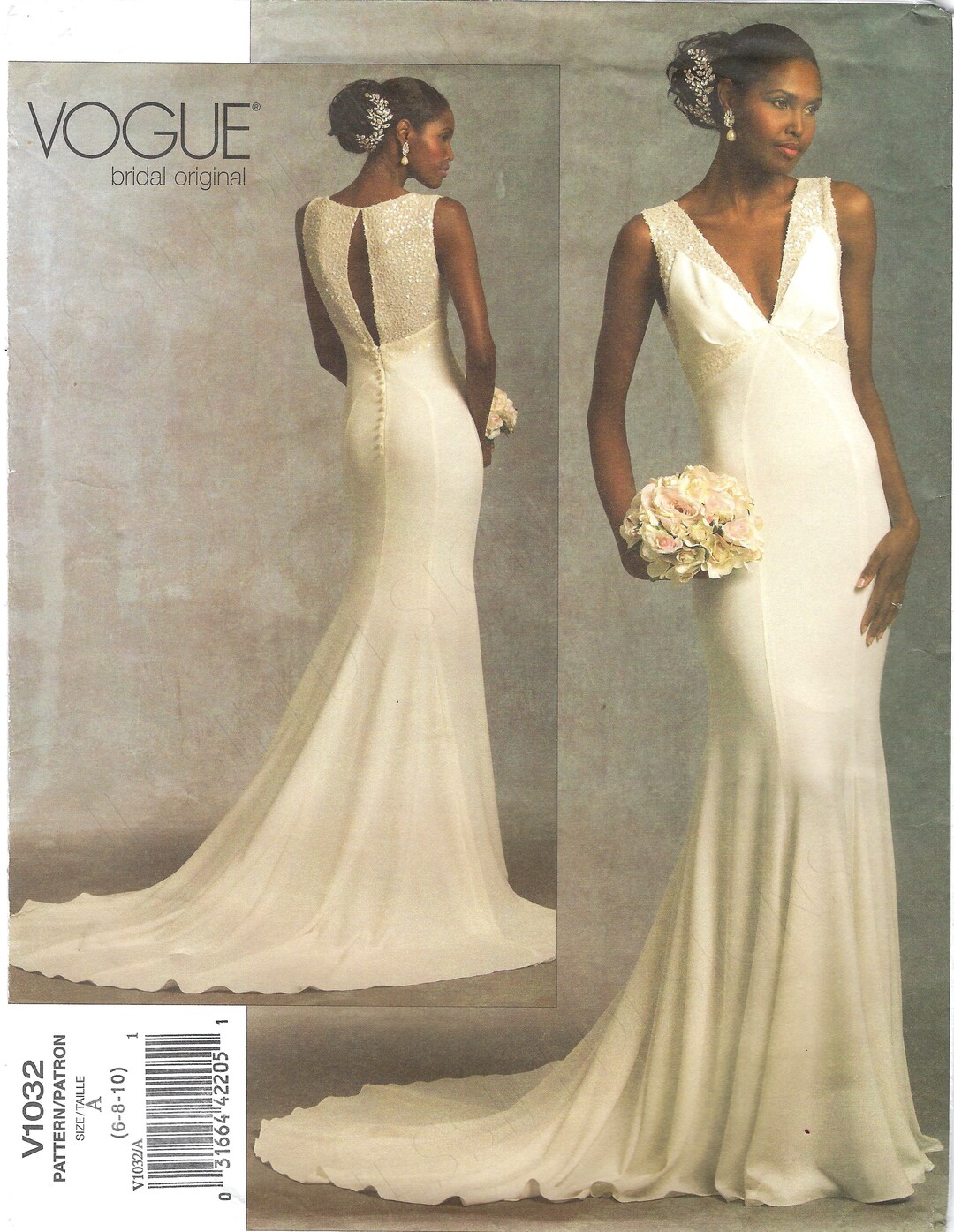 Uncut Vogue Sewing Pattern Satin Wedding Dress Vogue 1032 Bridal ...