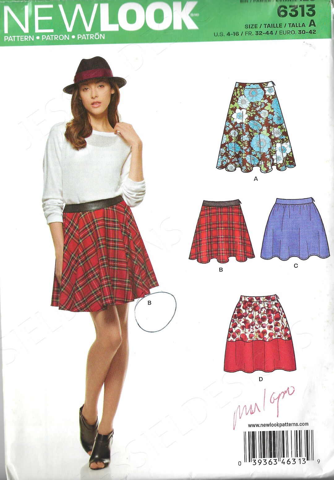 Uncut New Look Sewing Pattern 605 6313 Misses Flared Skirts With Length ...
