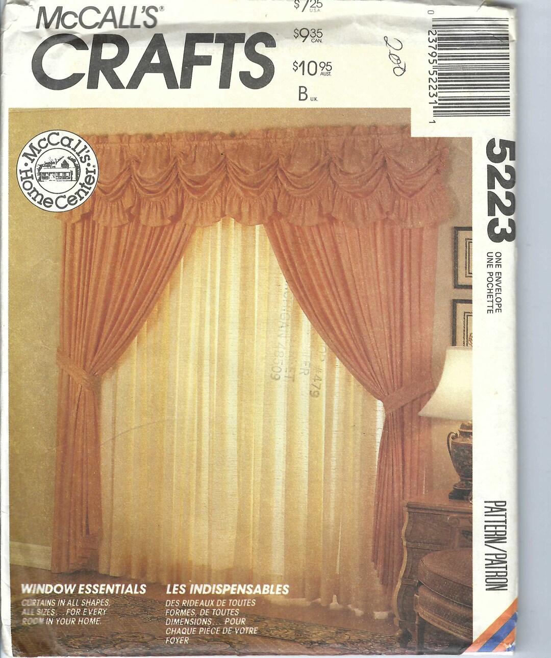 Uncut Vintage Mccalls Sewing Pattern 5223 Curtains Window Treatments FF ...