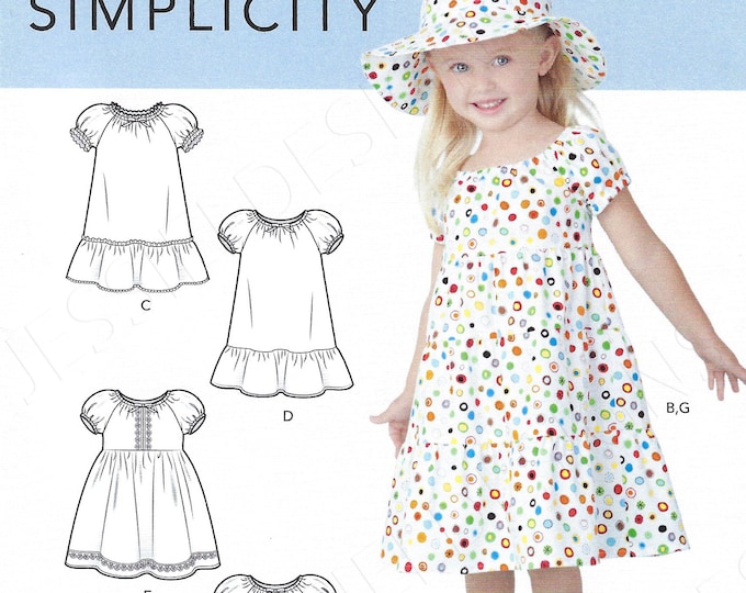 Uncut Simplicity Sewing Pattern 9126 1449 TODDLER DRESSES With Hat Six ...