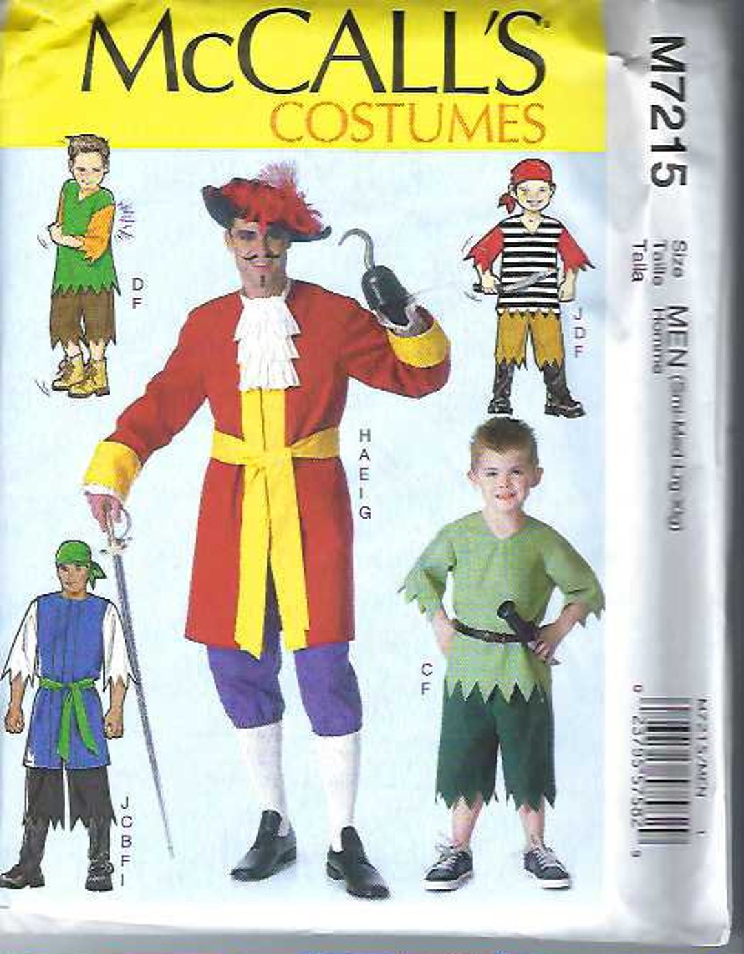 Uncut Mccalls Sewing Pattern PIRATE Costumes Costumes 7215, 448 Men's ...