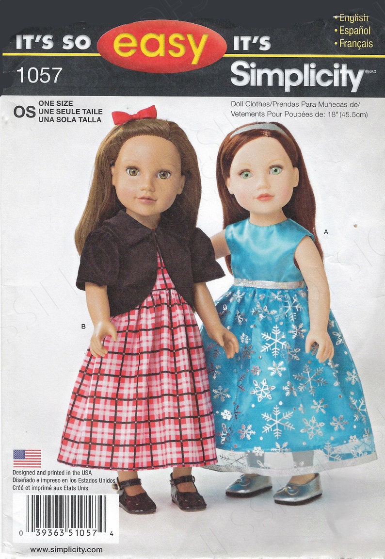 Uncut Simplicity Sewing Pattern 1057 It's so Easy 18 Inch | Etsy