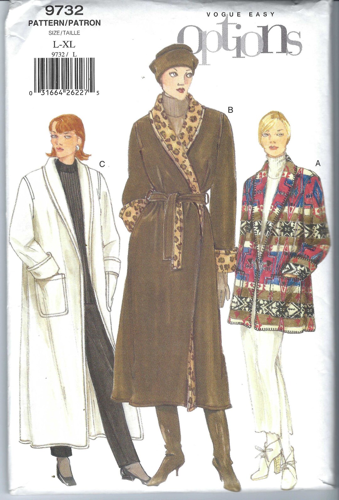 Uncut Vintage Vogue Sewing Pattern 9732 Misses Loose-fitting Unlined A ...