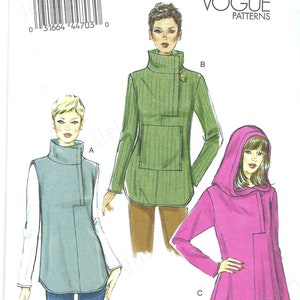 Uncut Vogue Sewing Pattern Very Easy Tunic With Cowl or Hoodie Vogue ...