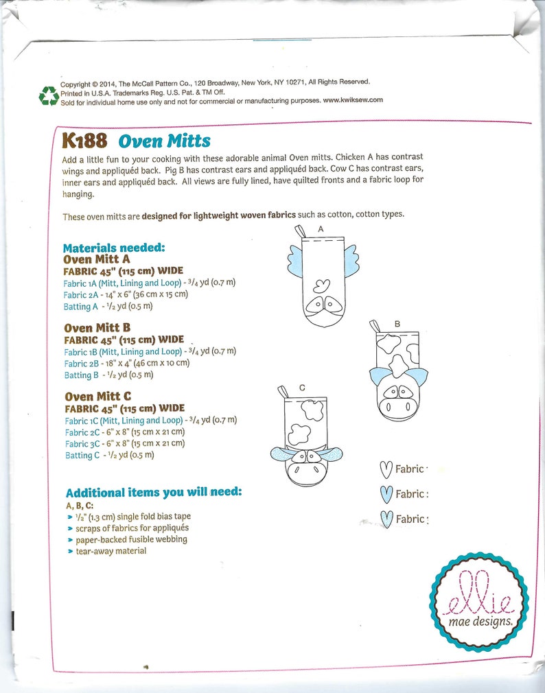 Uncut Kwik Sewing Pattern Sew Kwik Sew Ellie Mae Barnyard - Etsy