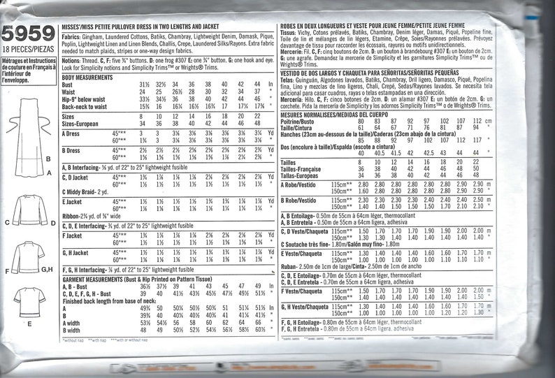 Uncut Vintage Simplicity Sewing Pattern 5959 A-line Sleeveless - Etsy