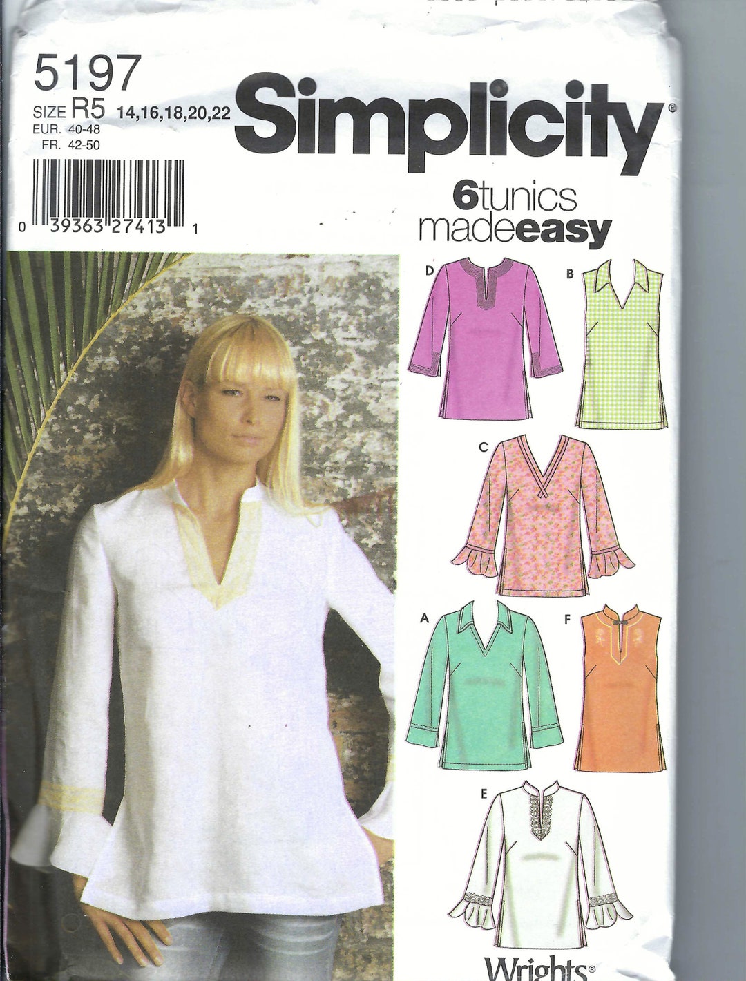 UNCUT Simplicity Sewing Pattern Six Tunics Made Easy Simplicity 5197 Misses Tunic With Neckline ...
