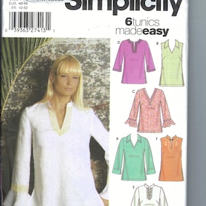 UNCUT Simplicity Sewing Pattern Six Tunics Made Easy Simplicity 5197 ...