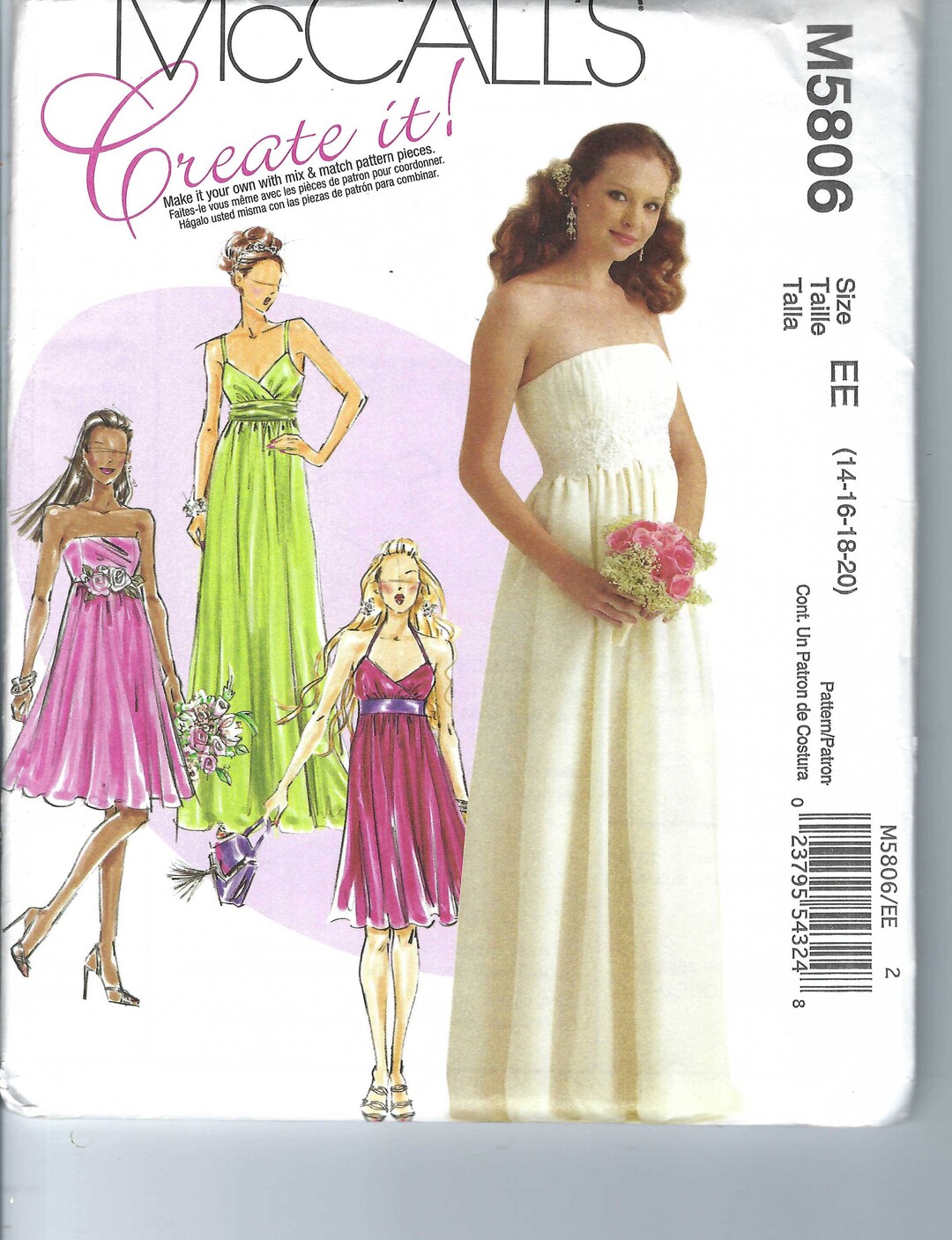 Uncut Mccalls Sew Sewing Pattern Misses Lined Dresses, Knee or Floor ...