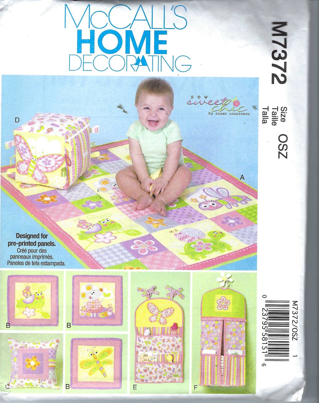 UNCUT Mccalls Sewing Pattern 7372 Nursery Blanket, Pillow and ...