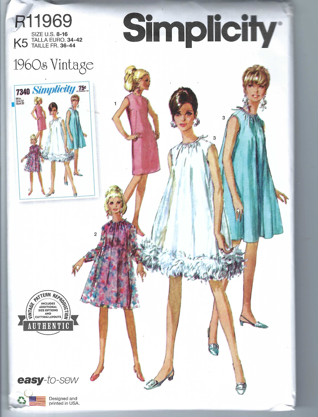 Uncut Simplicity Sewing Pattern 11969 9848 Womens Dress Size 8-16 18-26 ...