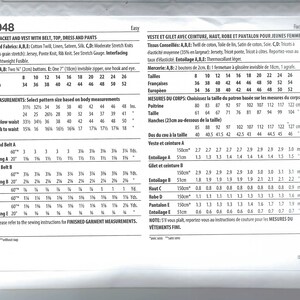 Uncut Butterick Sewing Pattern 6948 Misses' Jacket and Vest With Belt ...