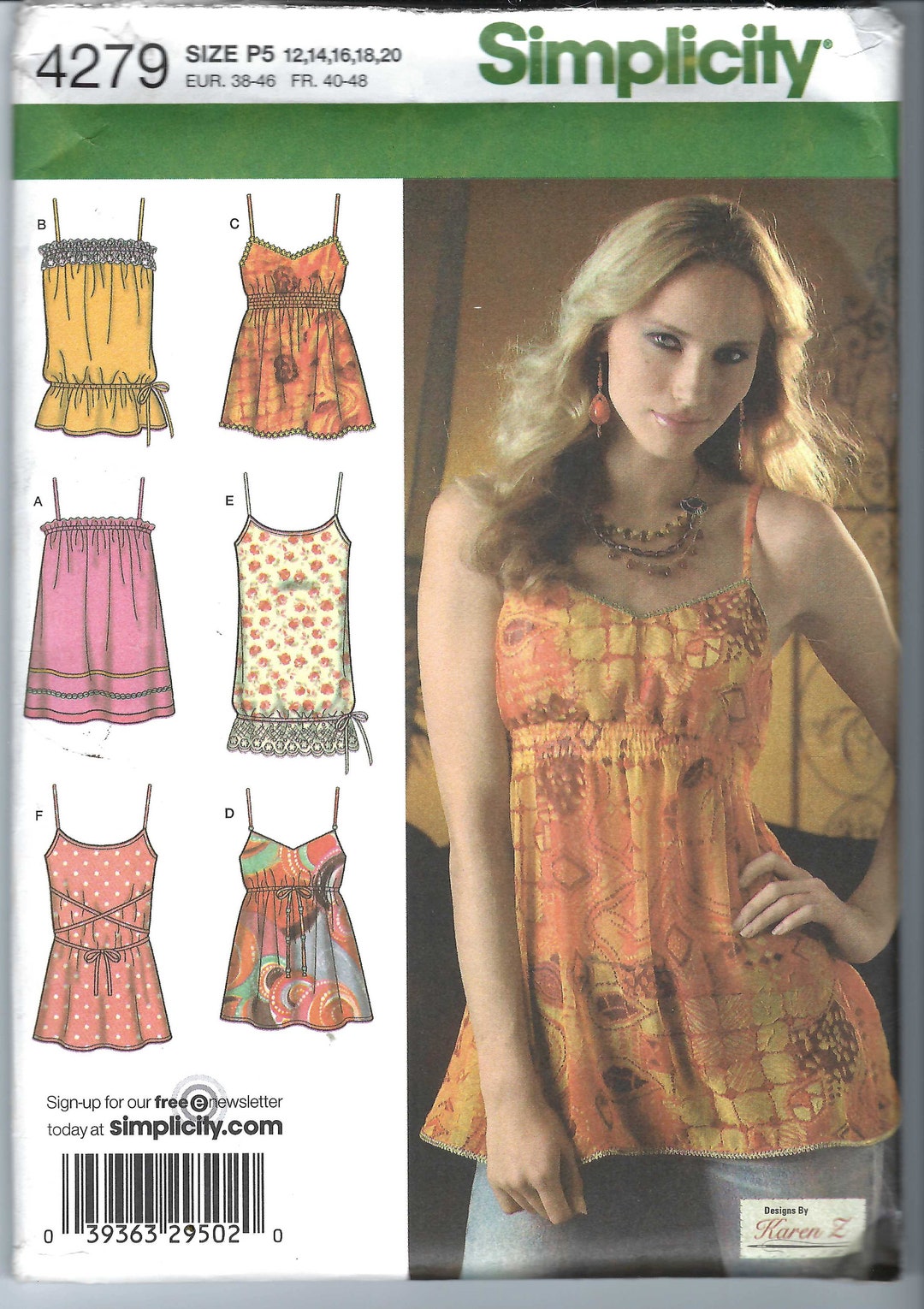 UNCUT Simplicity Sewing Pattern 4279 Summer Tops Pattern Plus Size ...