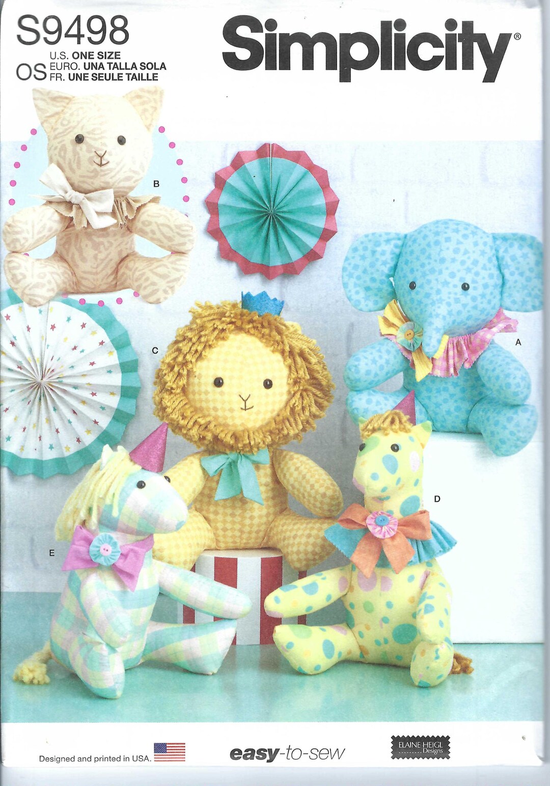 Uncut Simplicity Sewing Pattern Easy Plush Animals 9498 11342 FF - Etsy