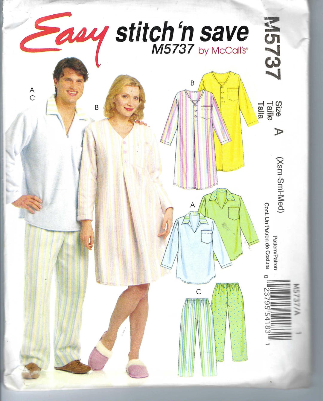 Uncut Mccalls Sewing Pattern 5737 Size Xs-s-m Pajamas FF - Etsy