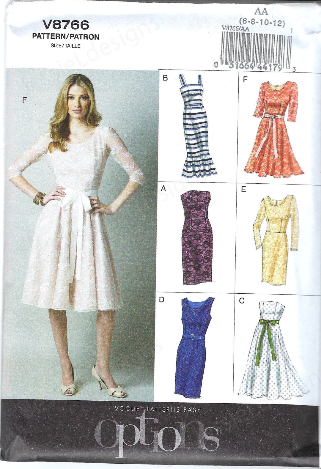 Uncut Vogue Sewing Pattern 978 8766 Misses Dress Size 6-8-10-12 12-20 ...