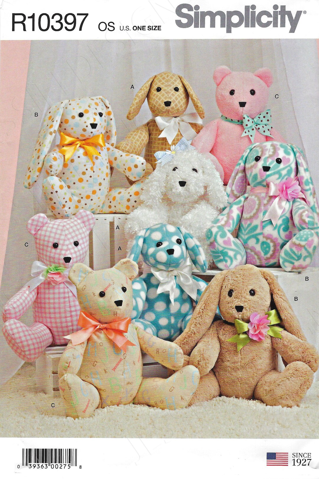 Uncut Simplicity Sewing Pattern 11182 8044 10397 Stuffed Animal Puppy ...