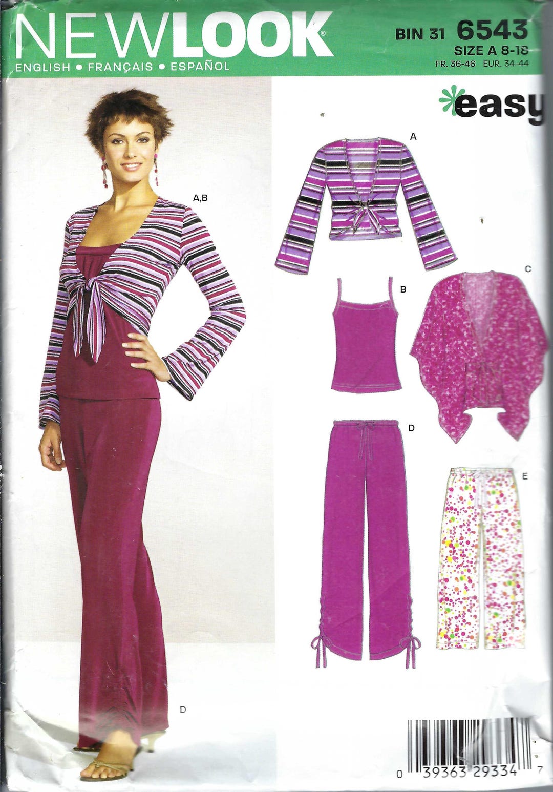 Uncut New Look Sewing Pattern 6543 Chic After Yoga Wardrobe Pattern ...