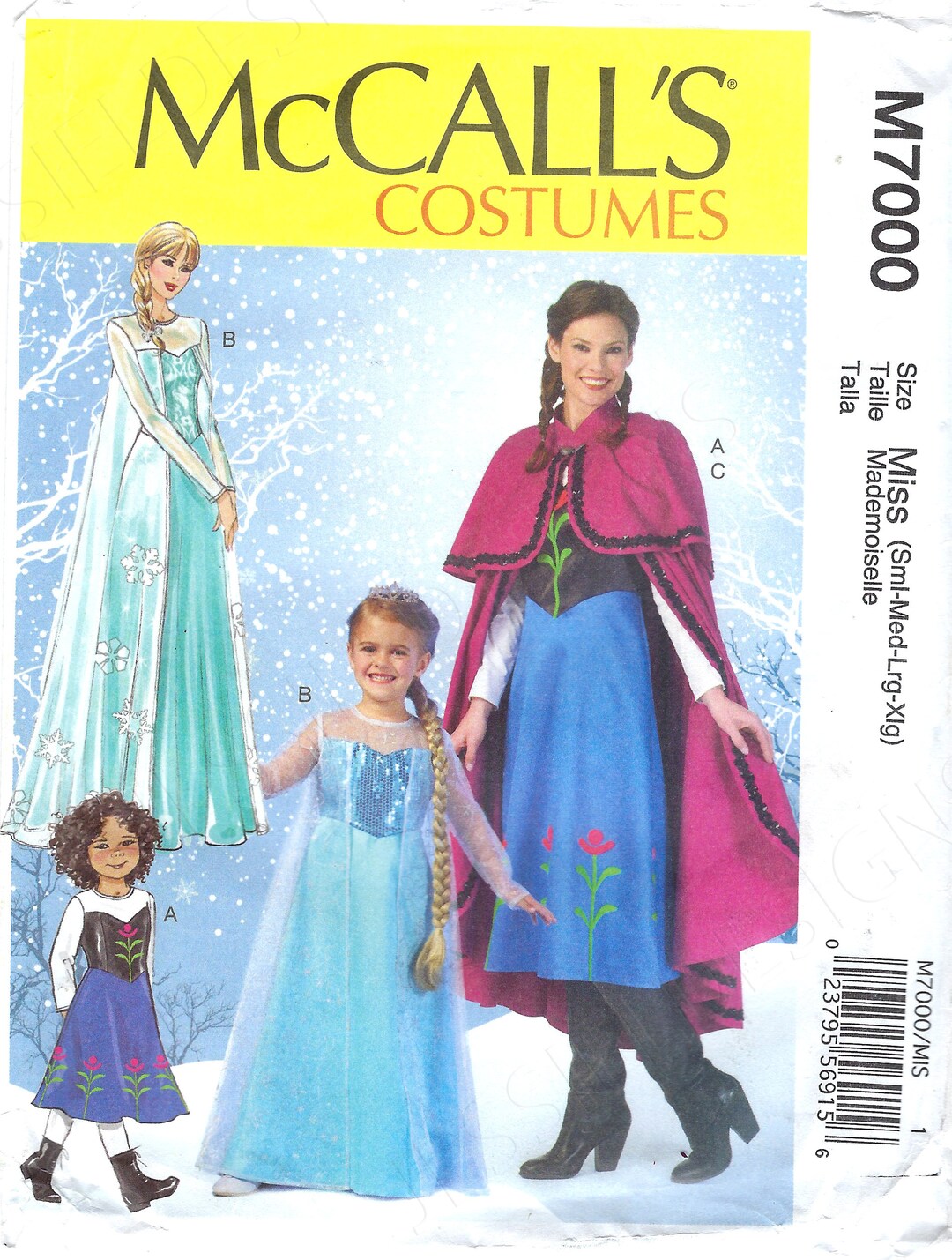 Uncut Mccalls Sewing Pattern 381 7000 Frozen Winter Princess Dresses ...