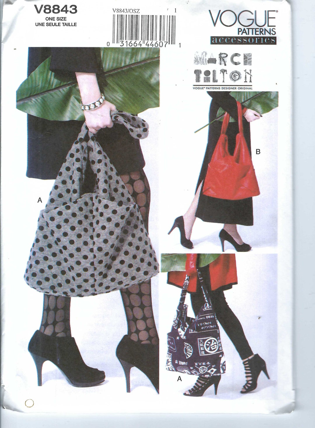 Uncut Vogue Sewing Pattern 8843 Lined, Oversized Tote, Handbag W ...