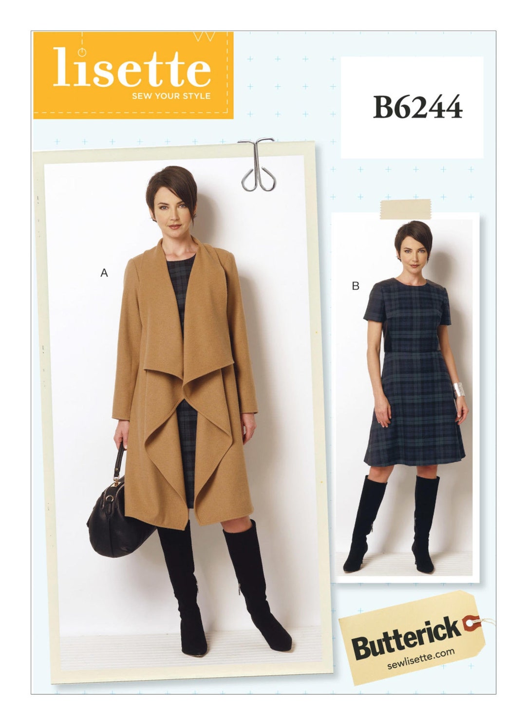 Uncut Butterick Sewing Pattern 6244 for Womens Coat & Dress Draped ...