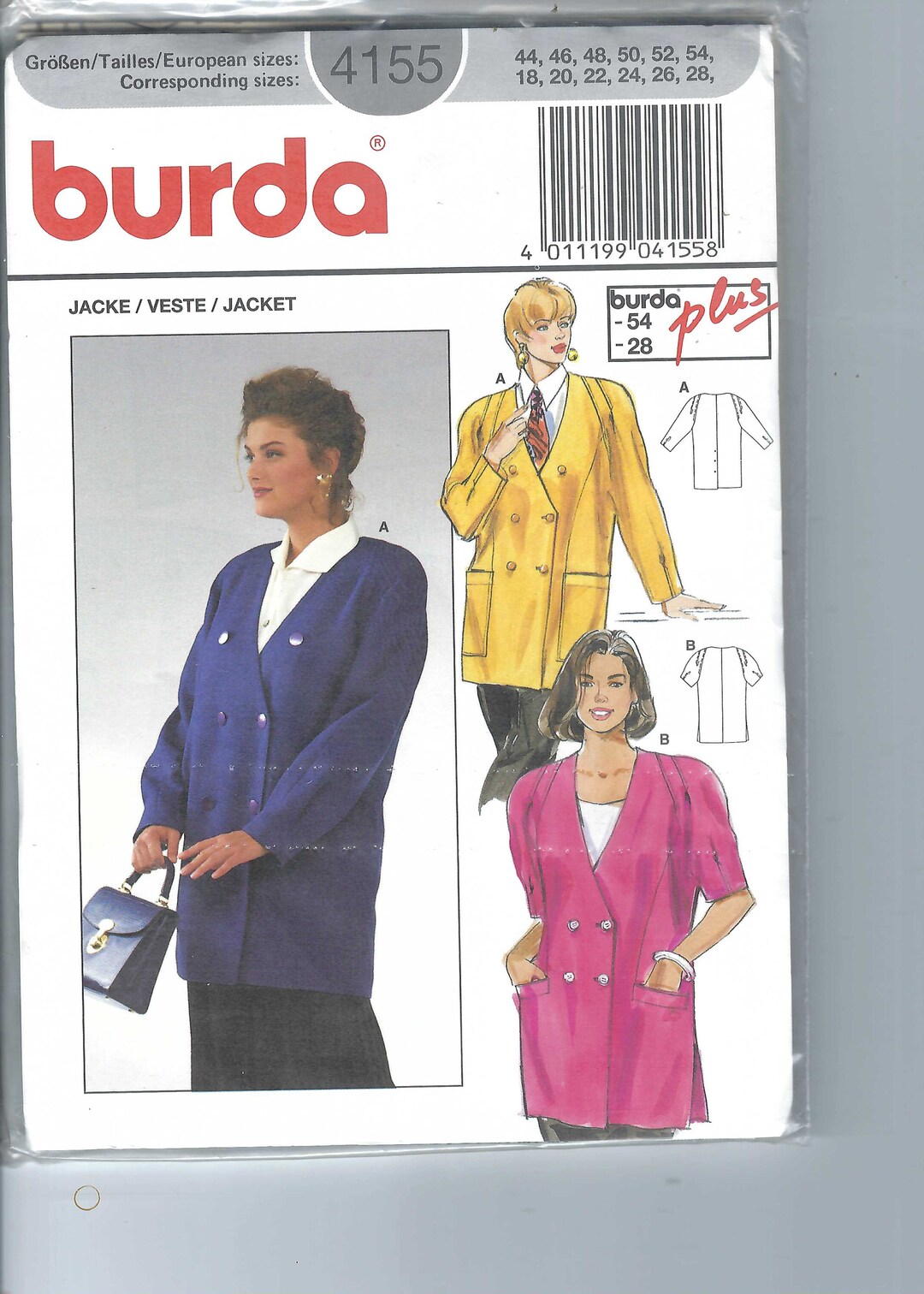 Rare Uncut Vintage Burda Sewing Pattern 4155 Burda Pattern Size 18-28 ...