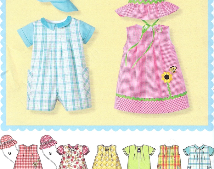 Uncut Simplicity Sewing Pattern 1447 Infant Toddlers Romper Dress Top ...