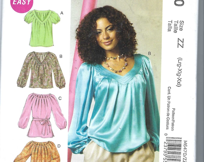 Uncut Mccalls Sewing Pattern 6470 Misses' Tops, Tunic, Belt & Dress ...