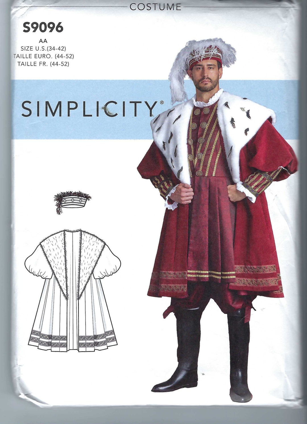 Uncut Simplicity Sewing Pattern 9096 Men's Tudor Era Historical Cosplay ...