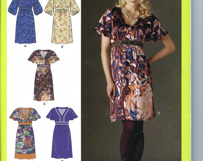 Uncut New Look Sewing Pattern Easy V-neck Empire Waist Dress Sewing ...