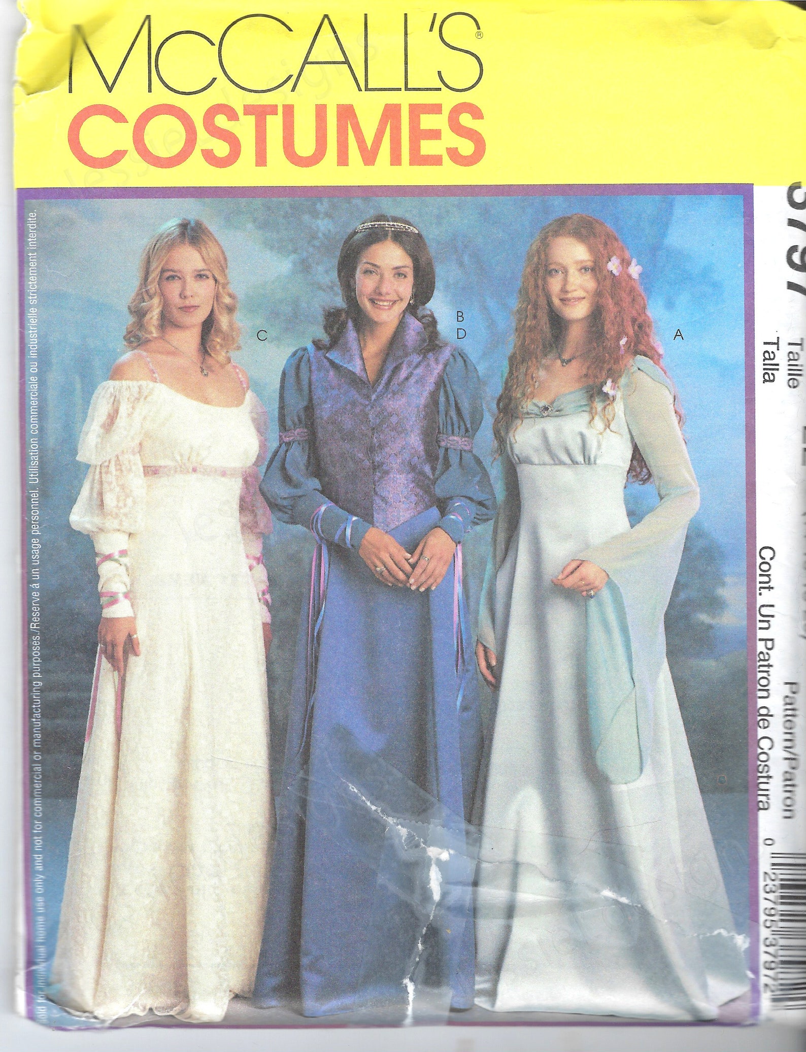 Uncut Mccalls Sewing Pattern 3797 Renaissance Costume Princess Costume ...