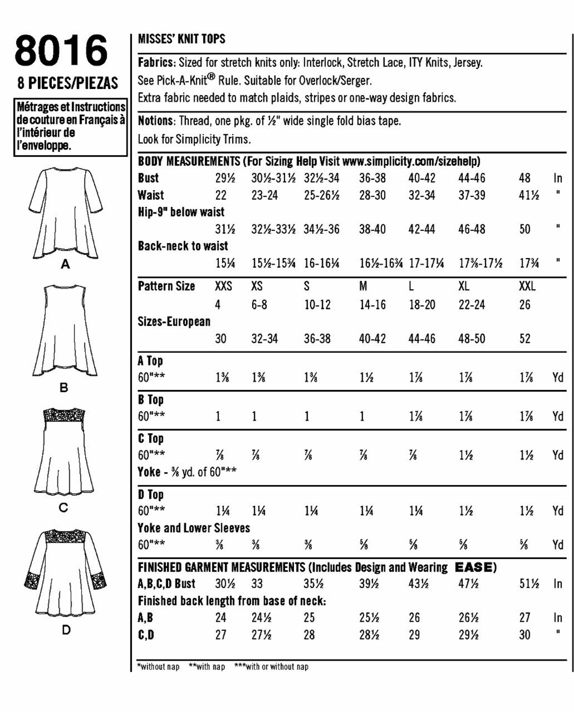 Uncut Sewing Pattern for Knit Tops Pattern Pullover Tops Pattern Flared ...