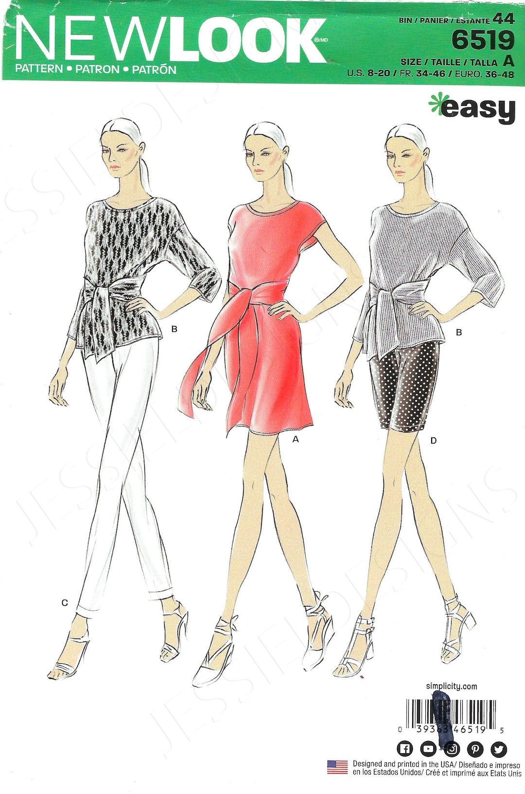 Uncut New Look Sewing Pattern 604 6519 Women's Dress, Top, Pants, and ...