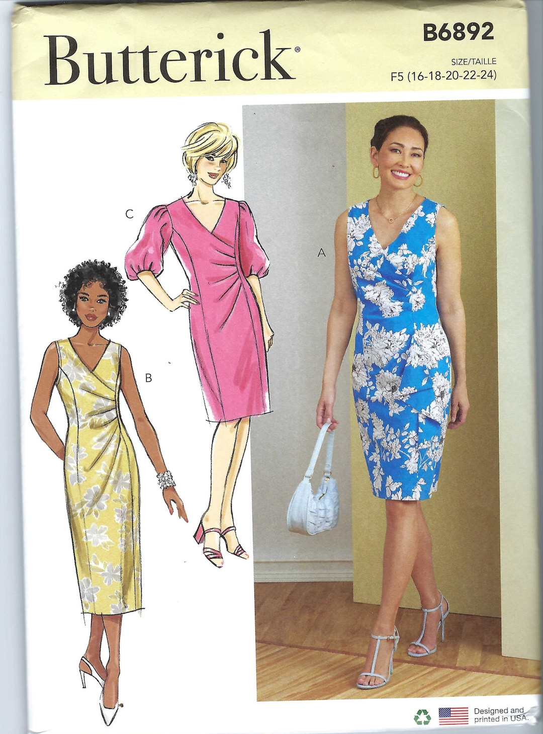 Uncut Butterick Sewing Pattern 6892 Women's Dress, Fitted Dress, Puff ...