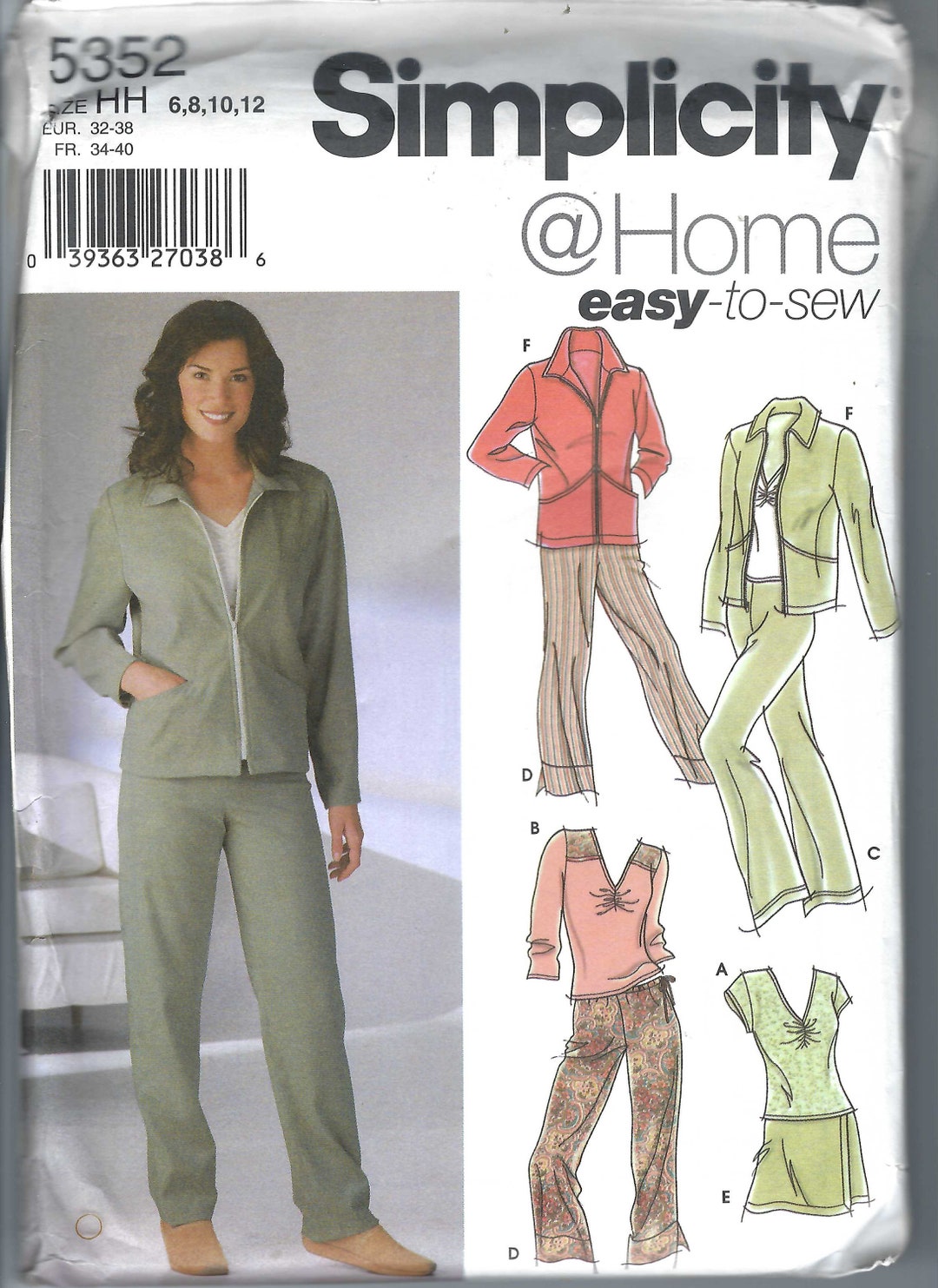 Uncut Simplicity Sewing Pattern 5352 Misses Pants Skort Jacket Knit Top ...